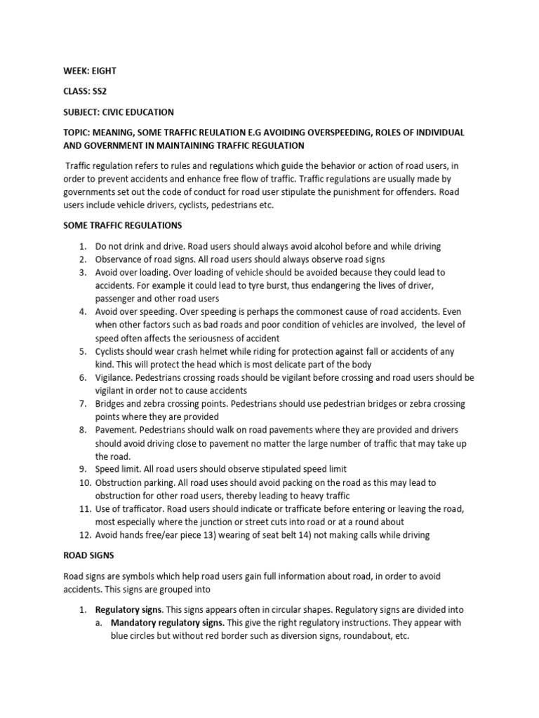 3163 - Week Eight Ss2 Second Term | PDF | Traffic | Road