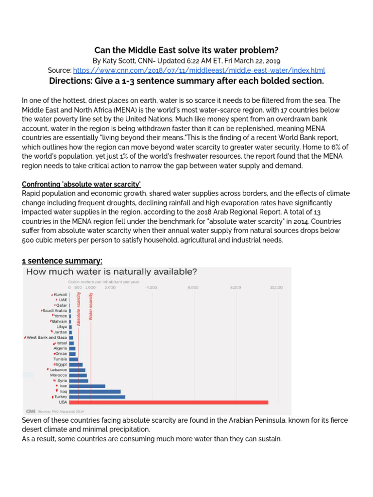 24-25 Water Scarcity in The Middle East Article | PDF | Desalination ...