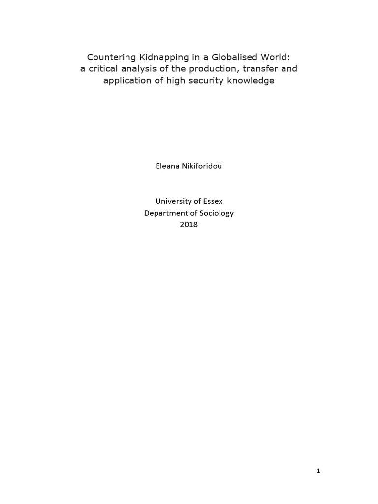 Eleana Nikiforidou Thesis | PDF | Kidnapping | Knowledge