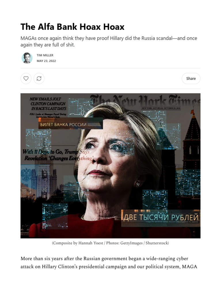 The Alfa Bank Hoax Hoax - by Tim Miller - The Bulwark | PDF | Donald Trump | American Government
