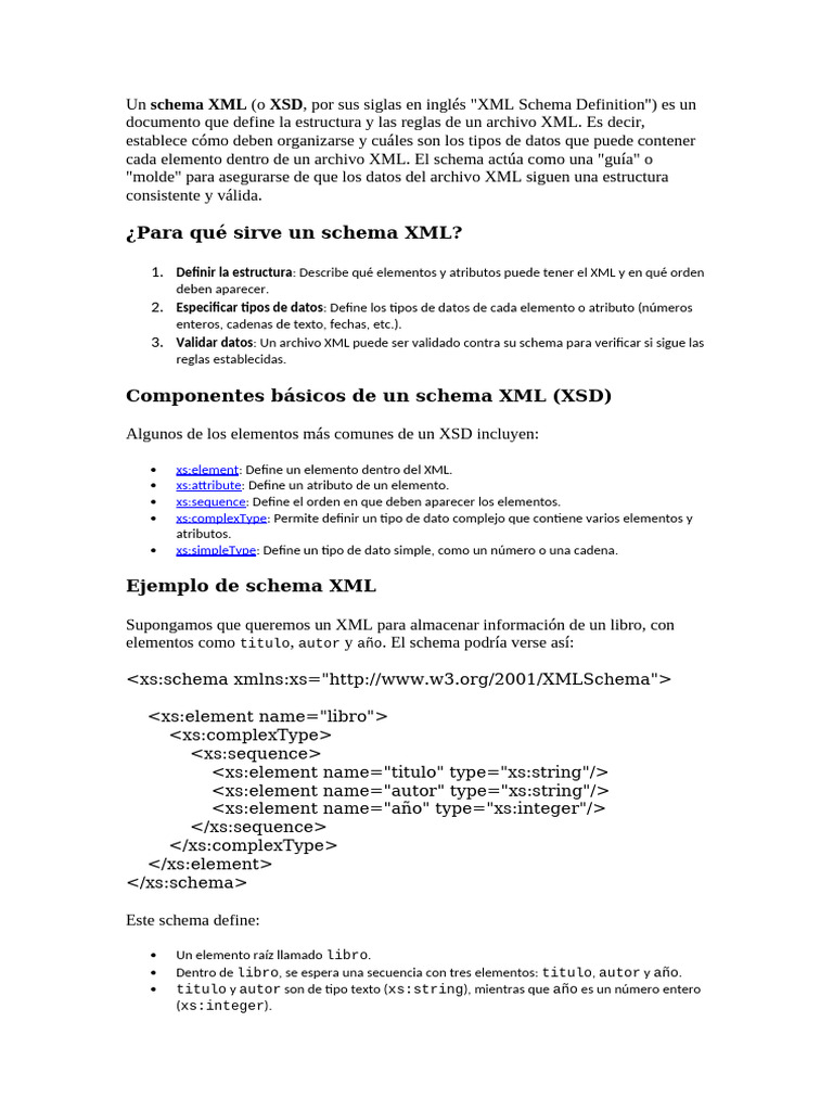 Un schema XML | PDF | Xml | Formatos de archivo de computadora