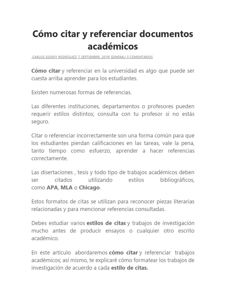 Co-Mo Citar y Referenciar Documentos Acade-Micos | PDF | Estilo apa | Bibliografía