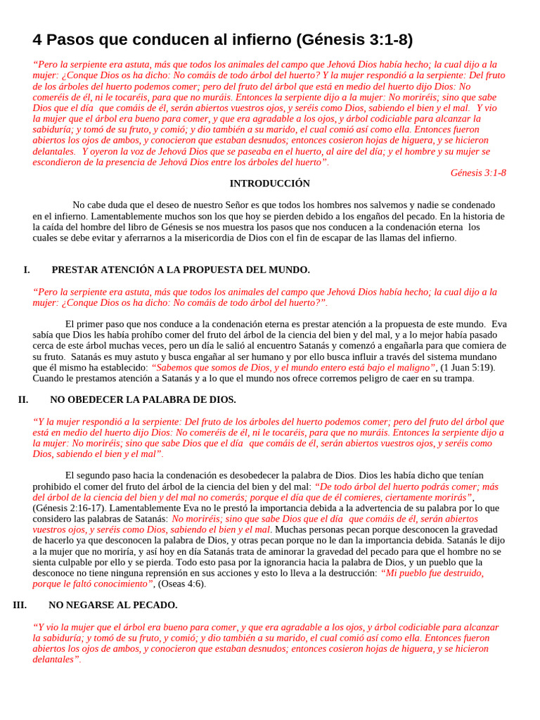 4 Pasos Que Conducen Al Infierno | PDF | Pecado | Víspera