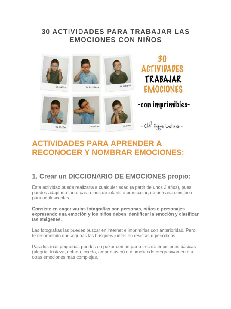 30 Actividades Emocionales para Niños | PDF | Las emociones | Empatía