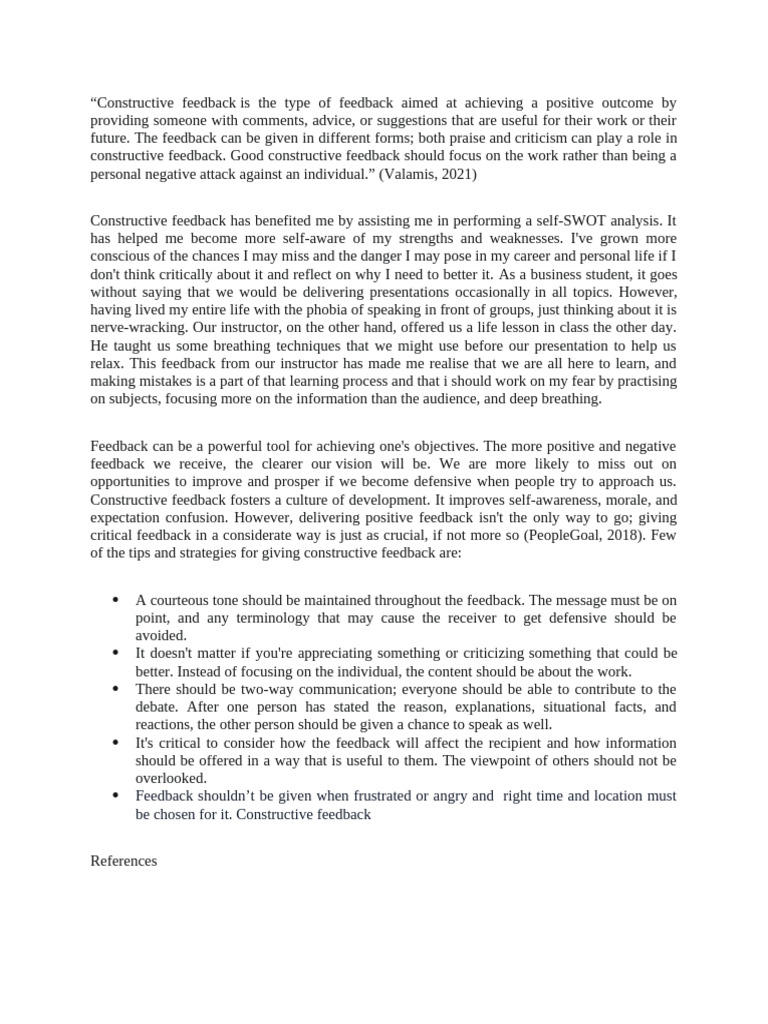Constructive Feedback | PDF | Communication | Learning