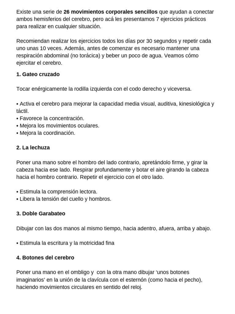 Còmo Ejercitar Tu Cerebro | PDF