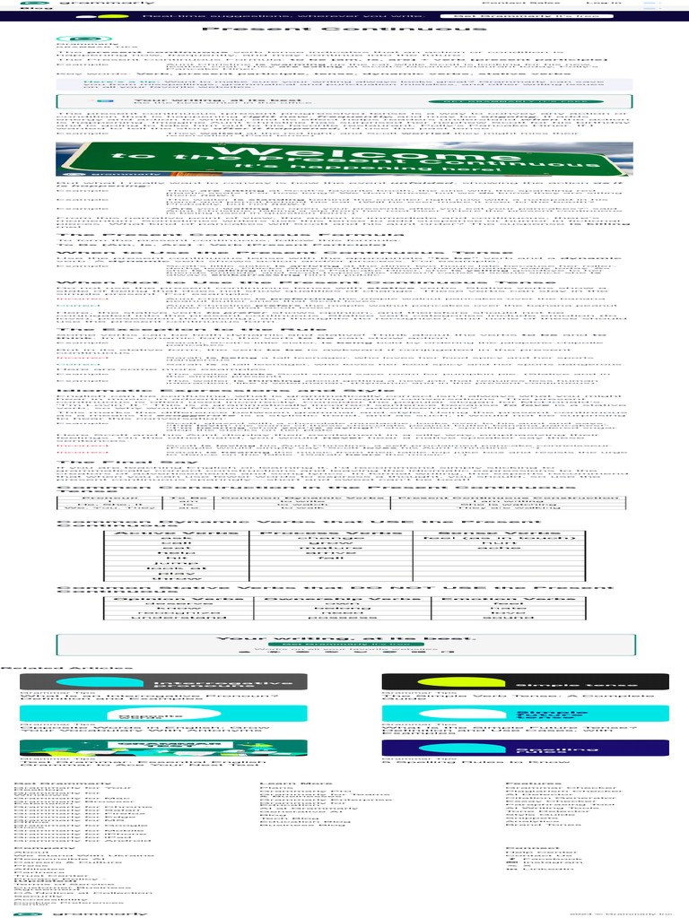 Present Continuous Tense Guide | PDF | Grammatical Tense | Verb