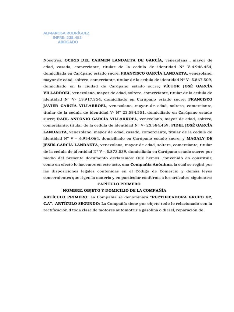 Acta Constitutiva | PDF | Dividendo | Compartir (Finanzas)