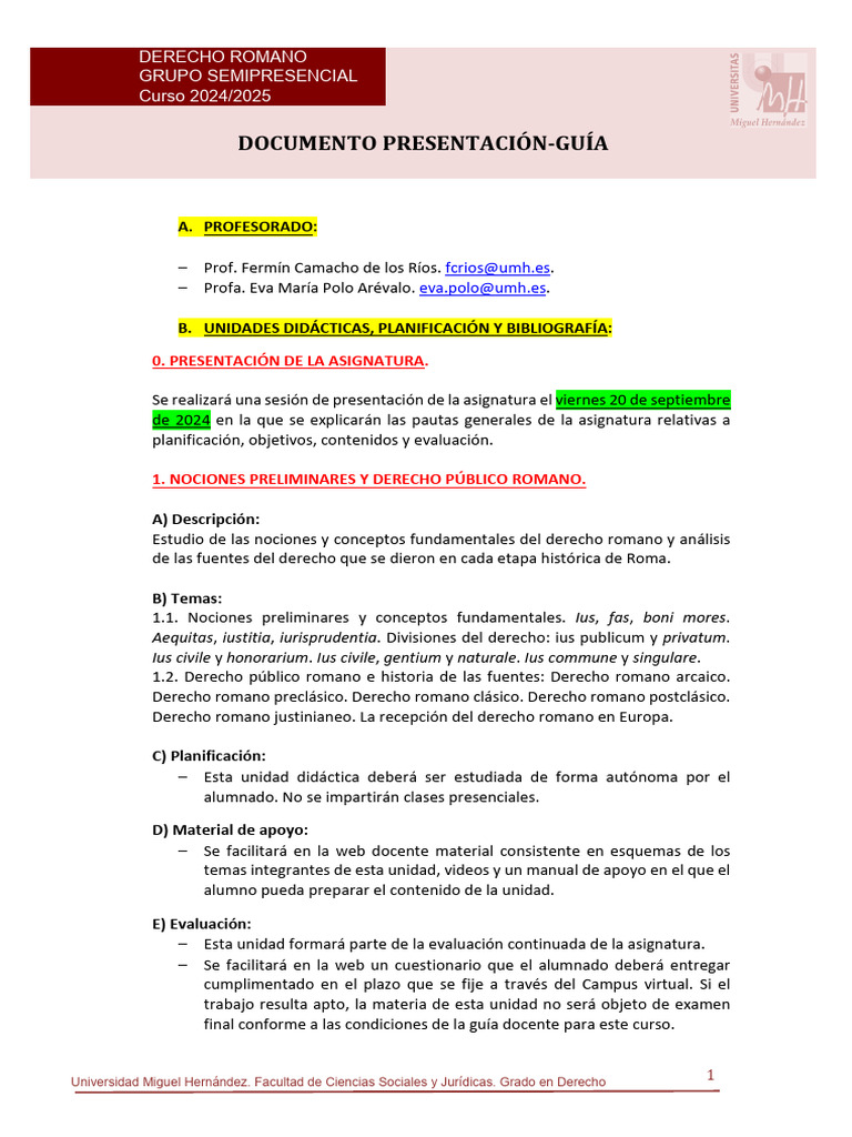 Guia Presentacion Semi 2024-25 | PDF | Propiedad | Ley procesal