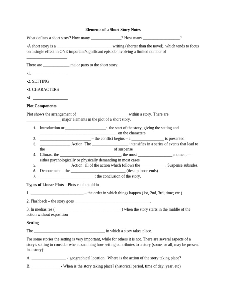 Elements of Short Story Structure Guide | PDF | Narration