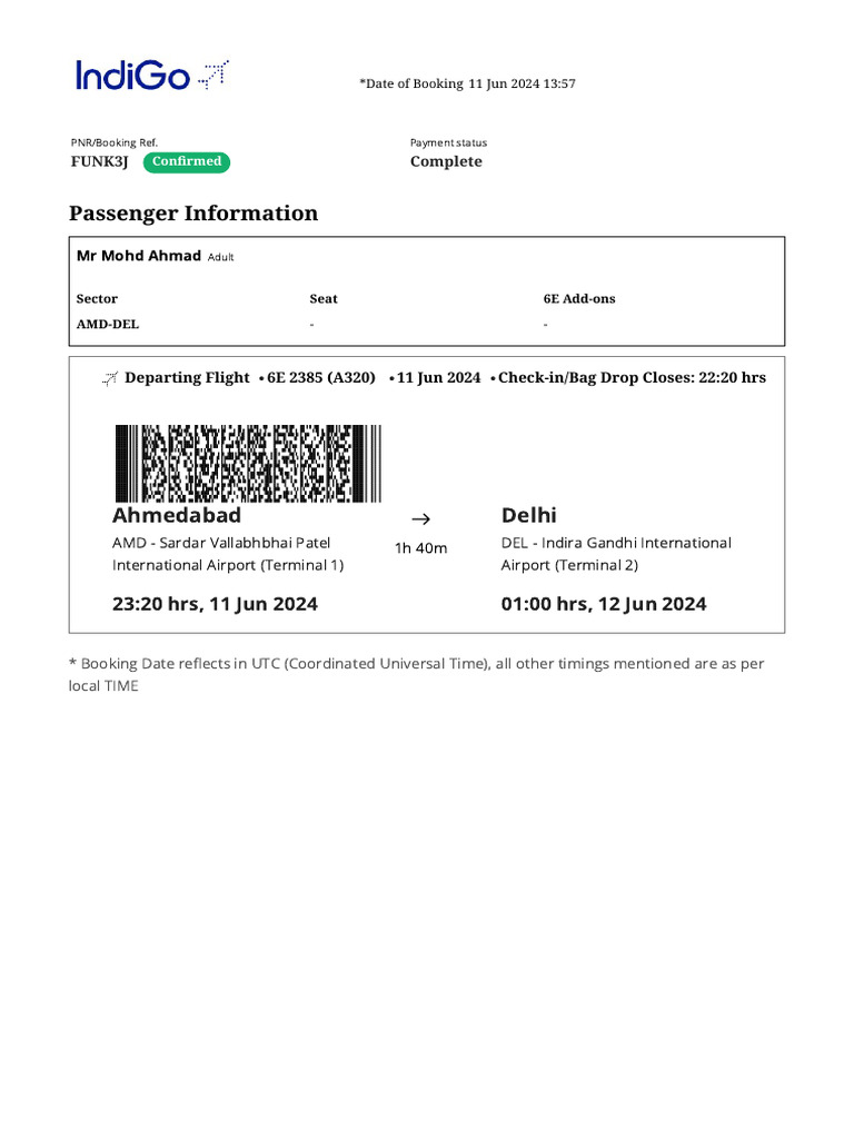 Indigo Flight 6E 2385 Status Update | PDF