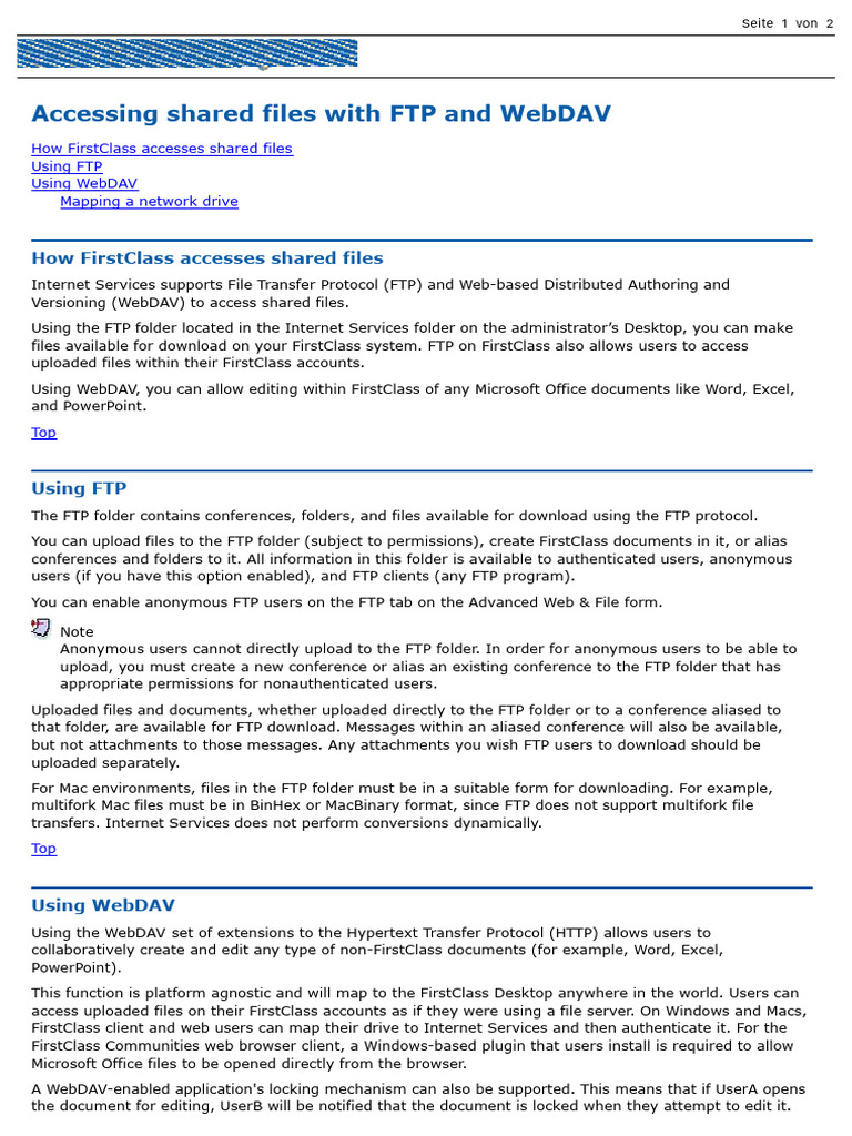 196 Accessing shared files with FTP and WebDAV | PDF | File Transfer Protocol | Login