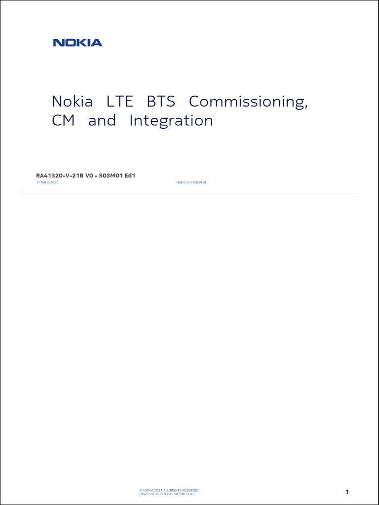 S03M01 SG RA41320-V-21B Nokia LTE BTS Commissioning CM and Integration ...