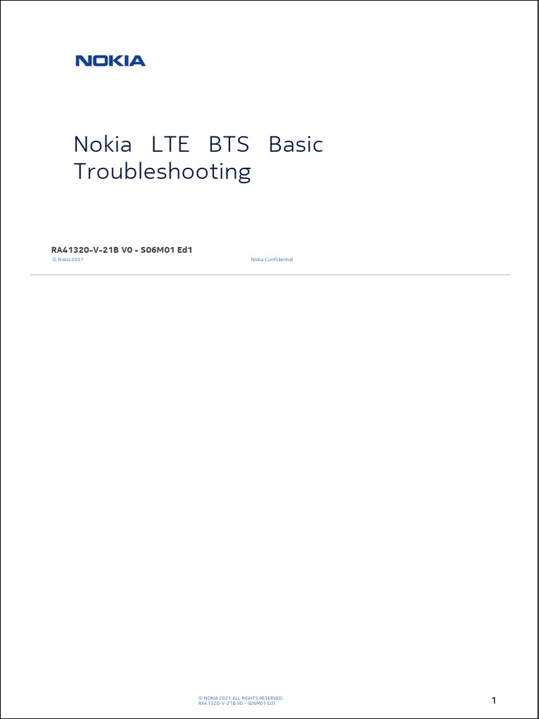 S06M01 SG RA41320-V-21B Nokia LTE BTS Basic Troubleshooting Ktnu7k2j ...