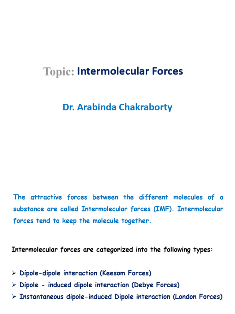 Understanding Intermolecular Forces | PDF | Intermolecular Force | Gases