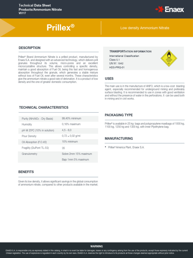 MSDS - ENAEX - FT Prillex LD (English) | PDF | Chemical Substances ...