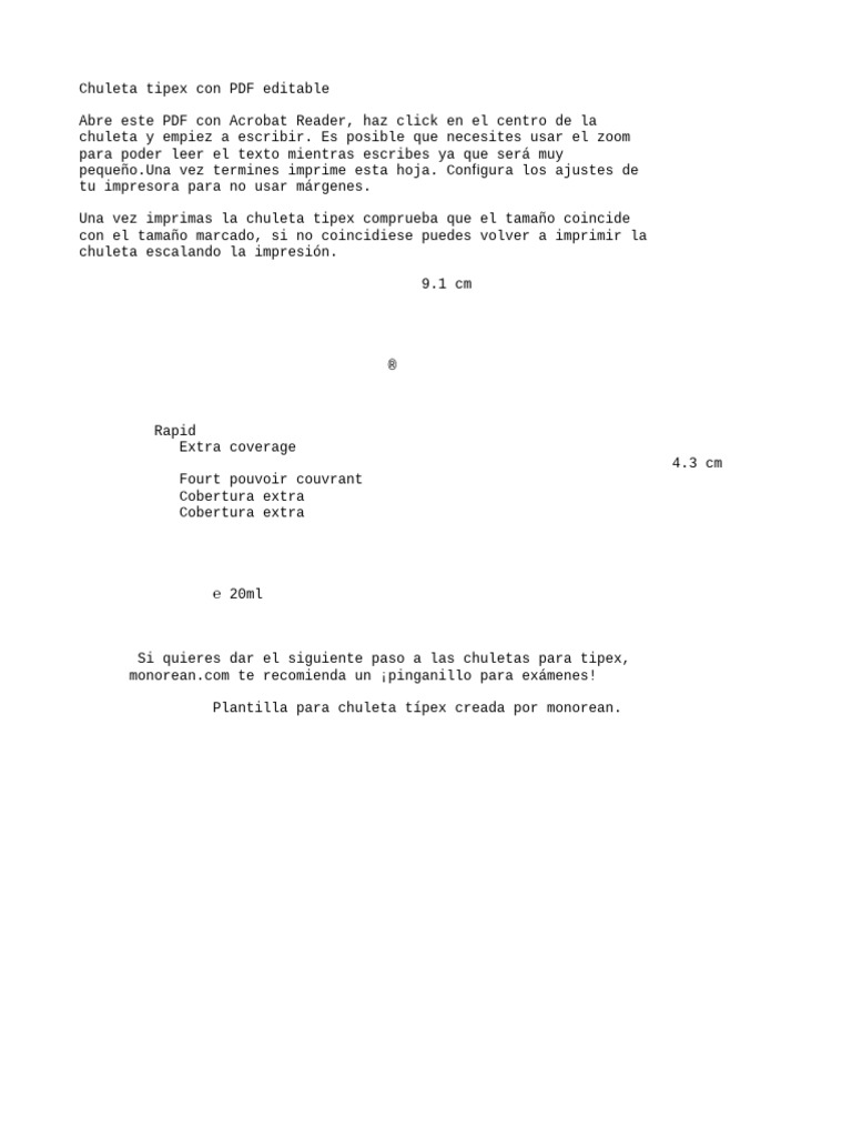 Plantilla Tipex Chuletas | PDF