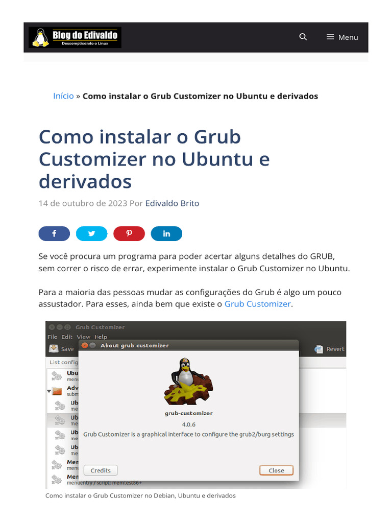 GRUB Customizer Veja Como Instalar | PDF | Linux | Software de sistema