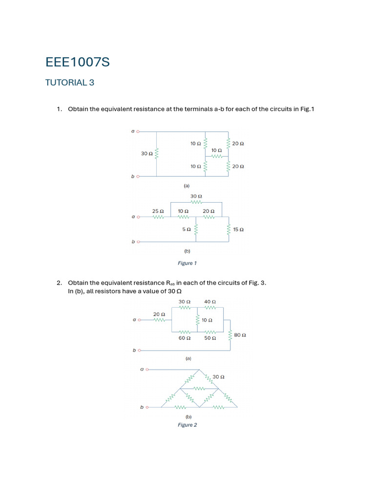 EEE1007S Tutorial 3 (1) | PDF