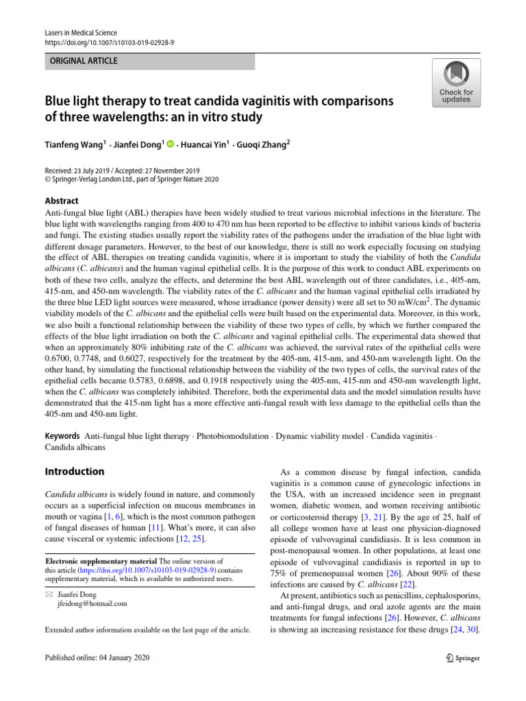 Blue Light Therapy To Treat Candida Vaginitis With Comparisons | PDF ...