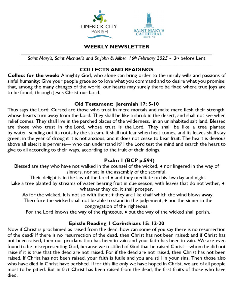 Weekly Church Newsletter: Feb 16, 2025 | PDF | Jesus | Resurrection Of ...