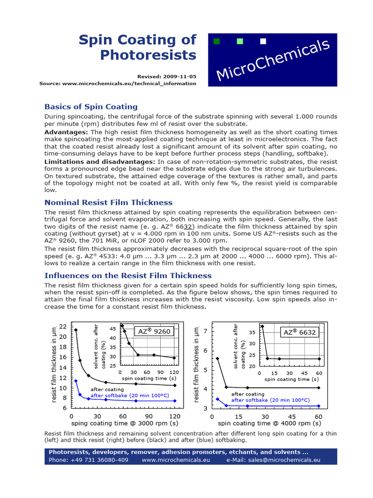Spin Coating Photoresist | PDF | Materials | Materials Science