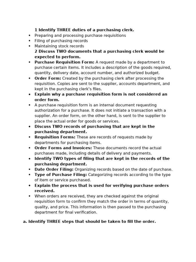 Duties and Documents of Purchasing Clerks | PDF | Business