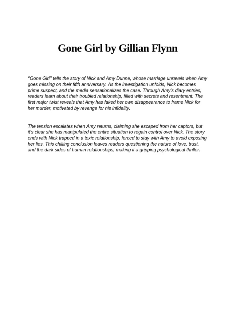Gone Girl: A Gripping Thriller | PDF