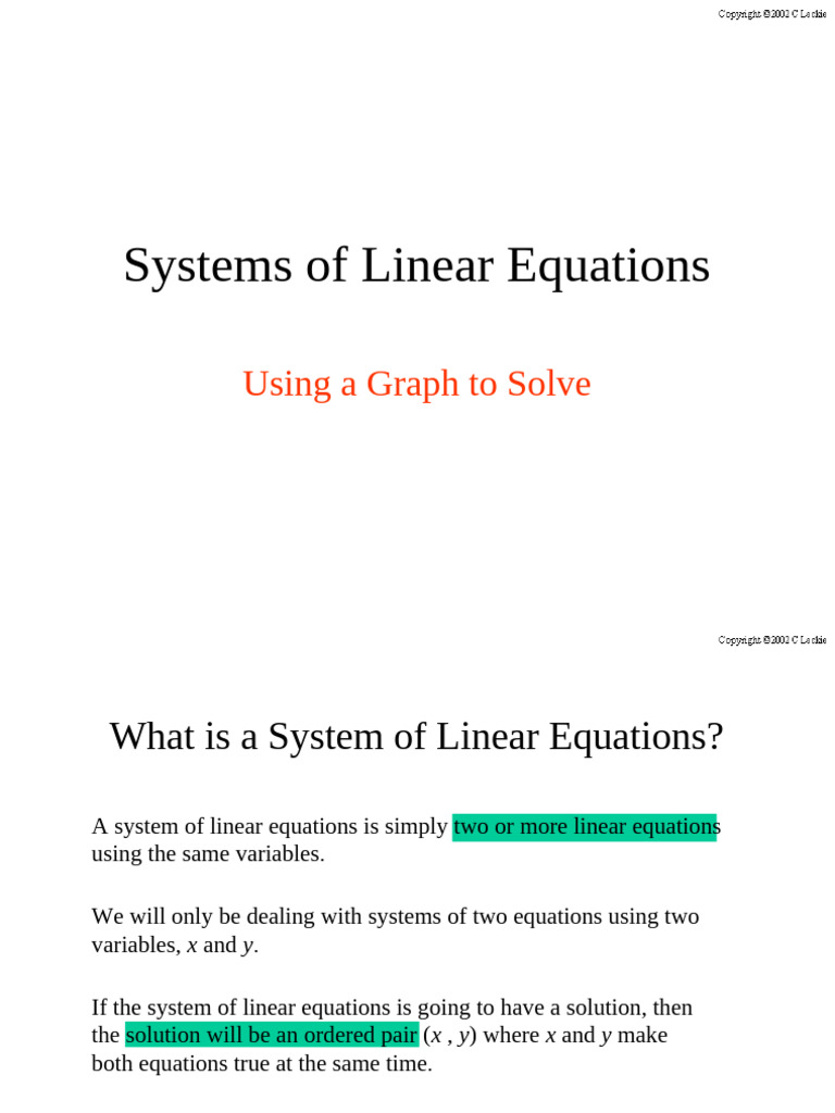 Graphing Linear Systems Guide | PDF | System Of Linear Equations | Equations