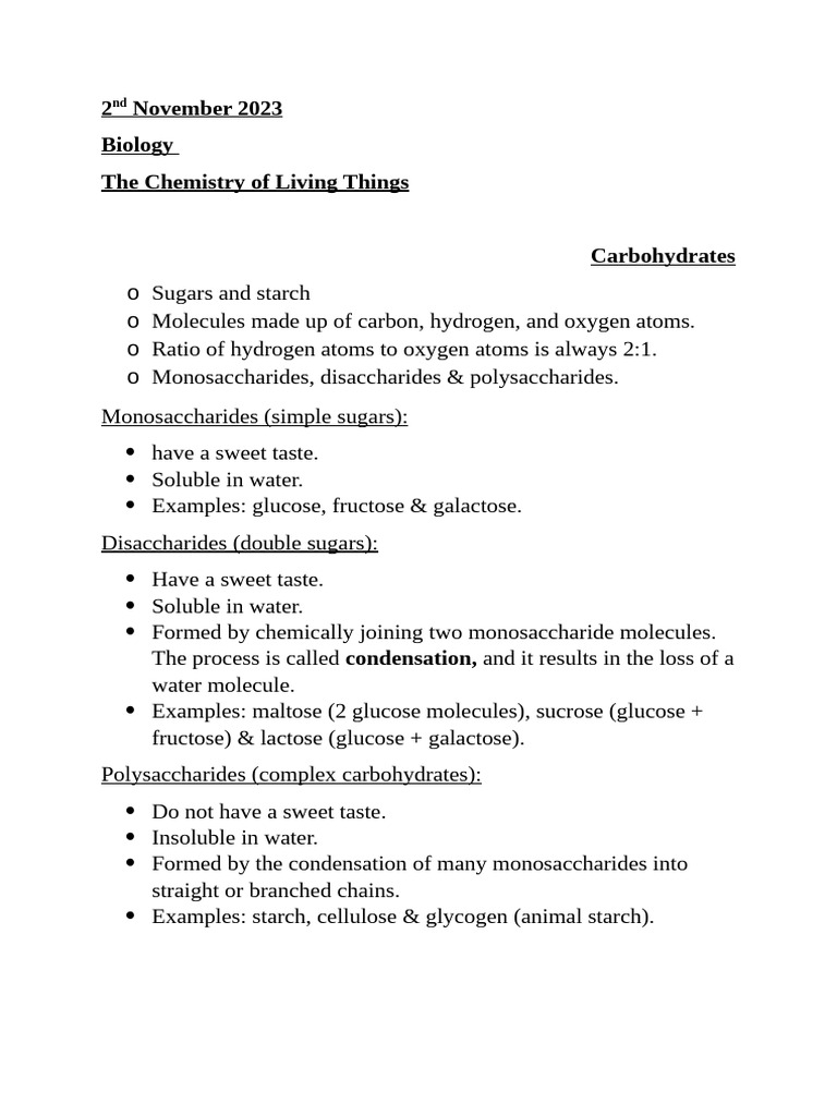 Chemistry of Carbohydrates, Lipids, and Proteins | PDF | Carbohydrates ...