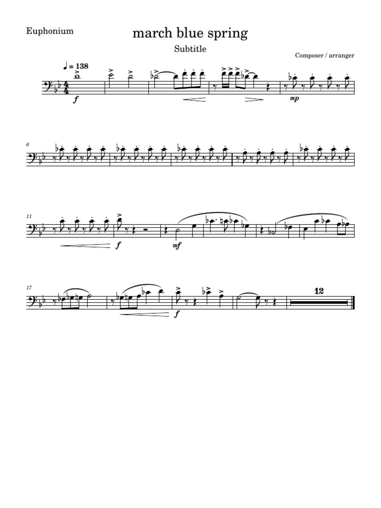 March Blue Spring-Euphonium | PDF