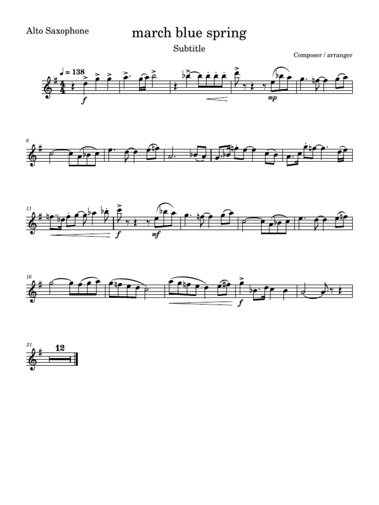 March Blue Spring-Alto - Saxophone | PDF