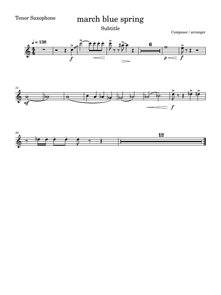 March Blue Spring-Tenor - Saxophone | PDF