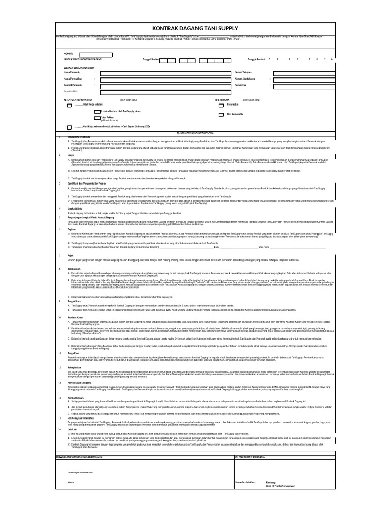 Form Registrasi Vendor TSI | PDF
