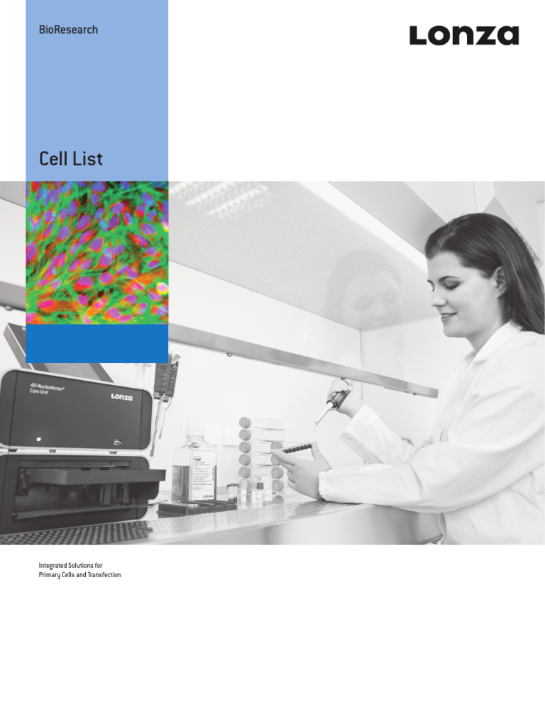 Lonza ProductCitationLists Cell List Integrated Solutions For Primary Cells and Transfection ...