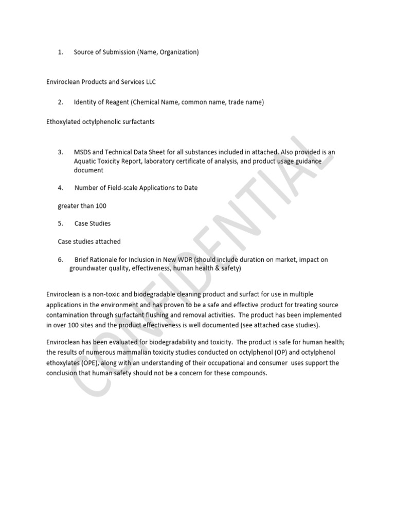 ENVIROCLEAN MSDS Toxicity Casestudies | PDF | Environmental Remediation | Resource Conservation ...
