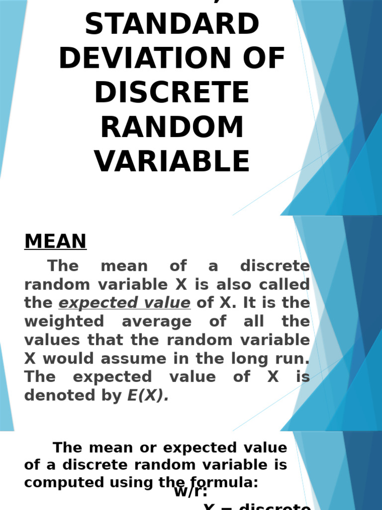 2-MEAN-VARIANCEAND-SD | PDF | Expected Value | Variance