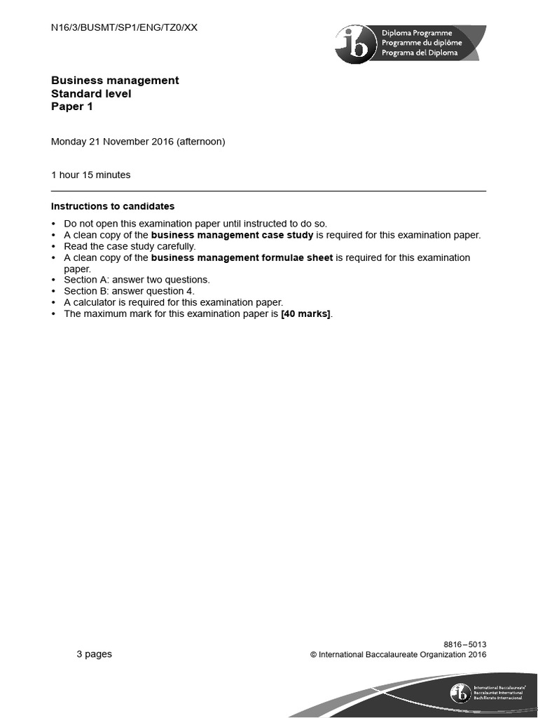Business Management Paper 1 SL | PDF | Economies | Business Economics