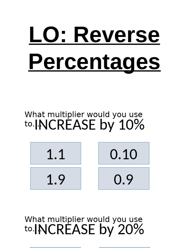 Reverse Percentages Guide | PDF