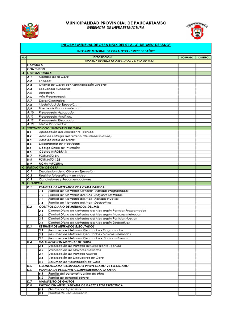 Informe Mensual de Obra - Mayo 2024 | PDF