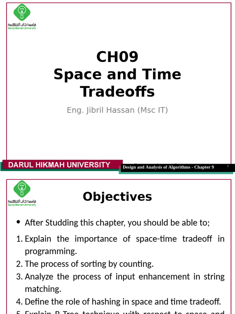 Ch09 Space and Time Tradeoffs | PDF | Database Index | Computer Science