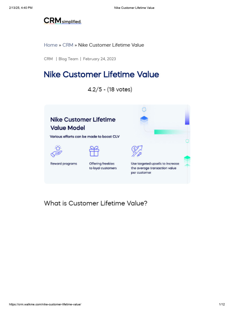 Nike's Customer Lifetime Value Insights | PDF | Business Economics ...