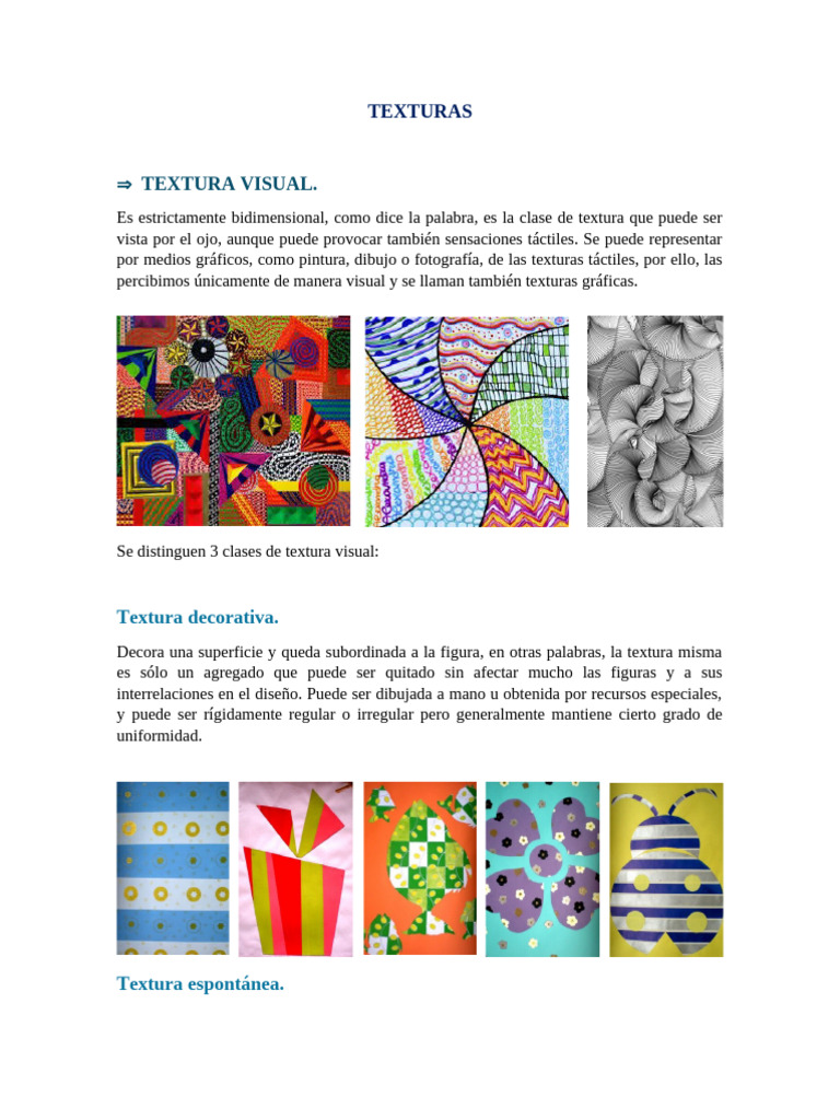 Tipos de Texturas en Diseño Visual | PDF | Dibujo | Pinturas