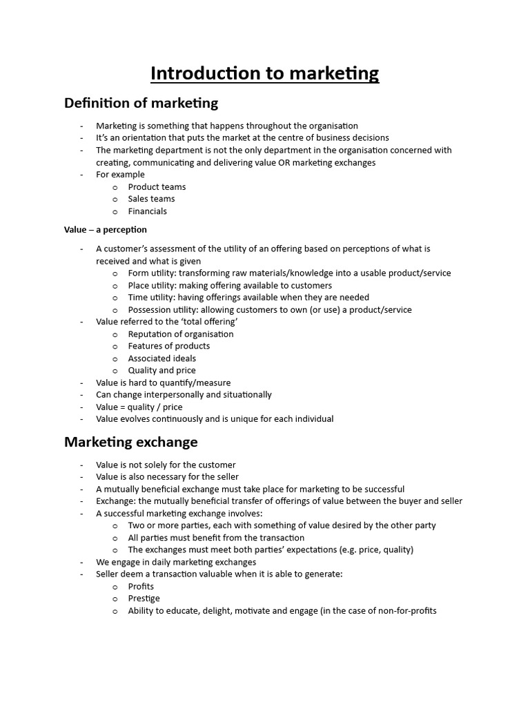 Marketing Study Notes | PDF | Market Segmentation | Marketing