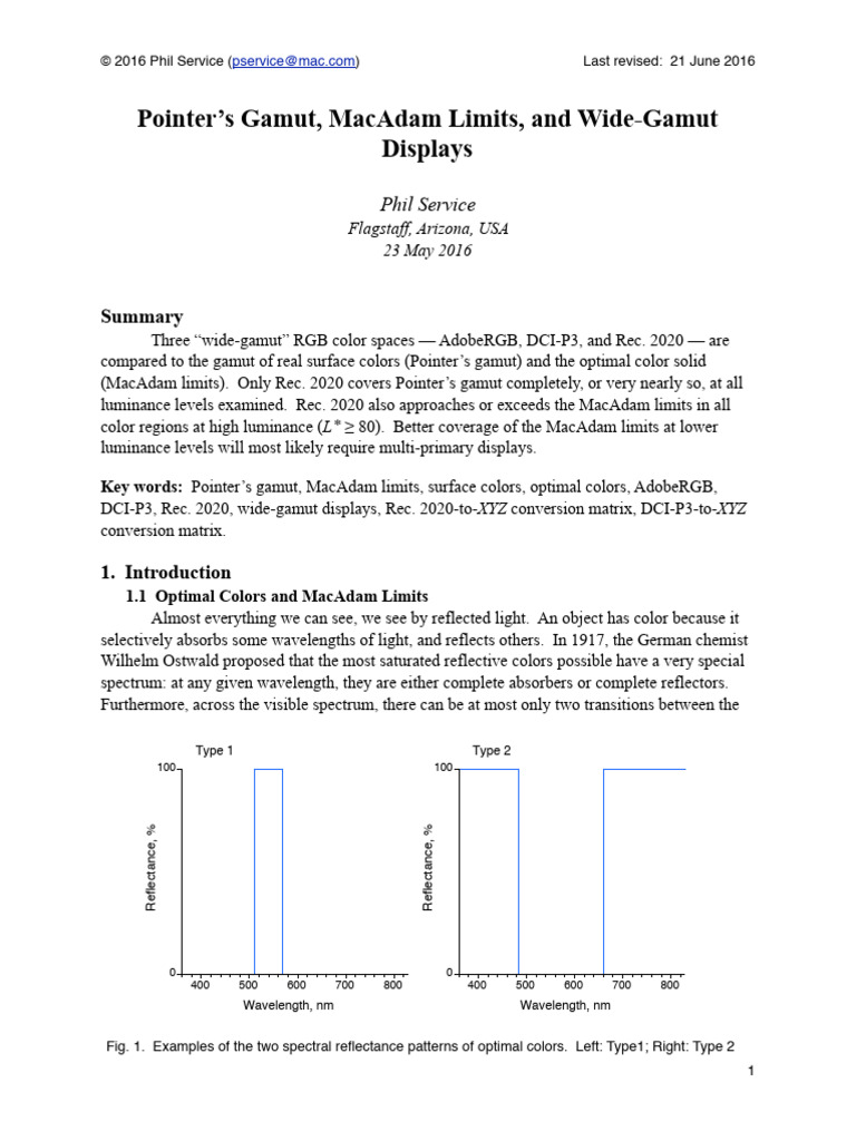 Service 2016 - Pointer_s Gamut, MacAdam Limits, and Wide-Gamut Displays ...