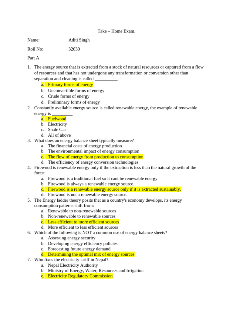 Mid Term Exam | PDF | Energy Development | Renewable Energy