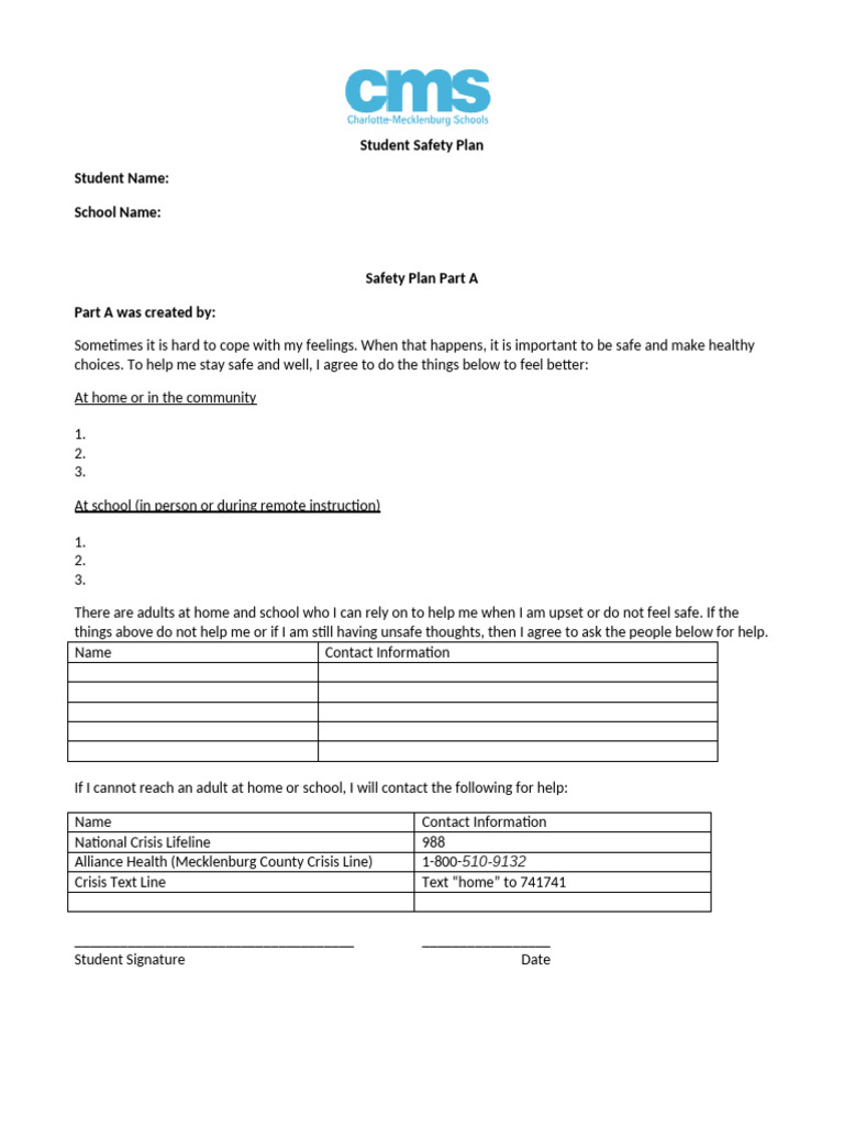 Student Safety and Support Plan | PDF | Stress (Biology) | Grief