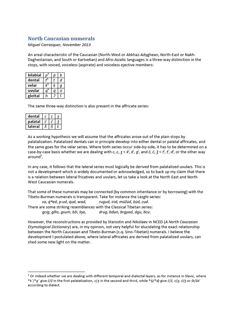 North_Caucasian_numerals | PDF | Language Families | Languages Of Asia