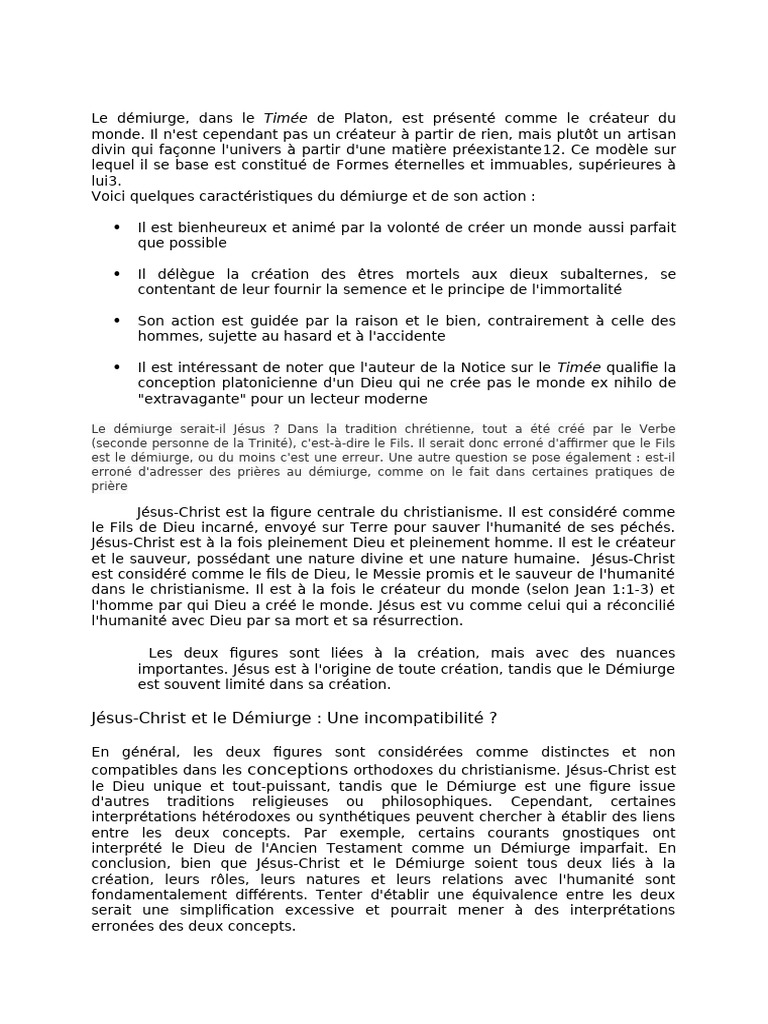 Jésus et le Démiurge : Distinctions clés | PDF | Dieu | Jésus