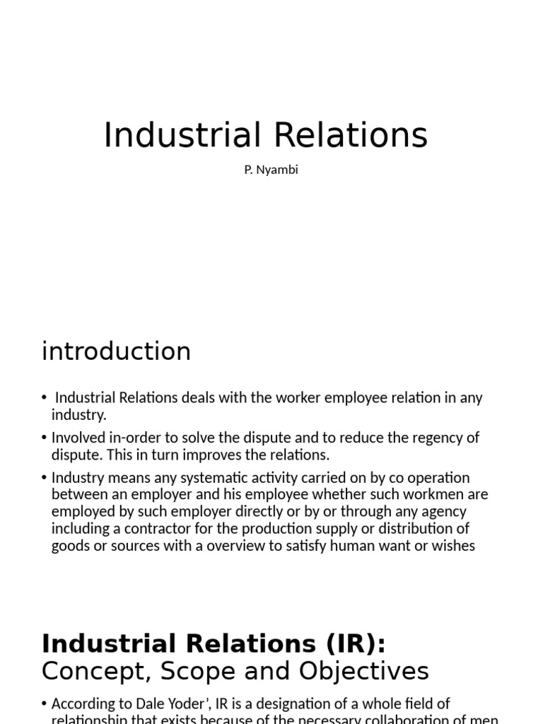 Understanding Industrial Relations Dynamics | PDF | Employment | Trade ...